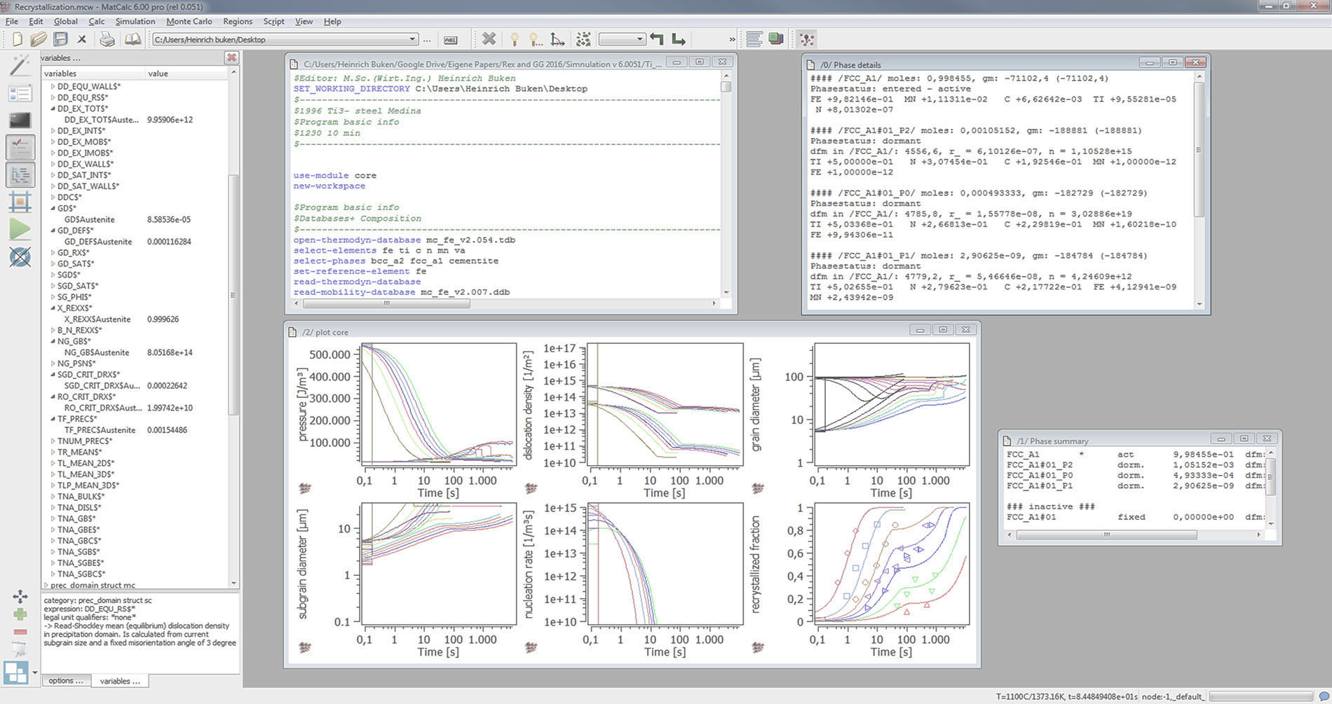 Matcalc - Solid State and Kinetics Precipitation